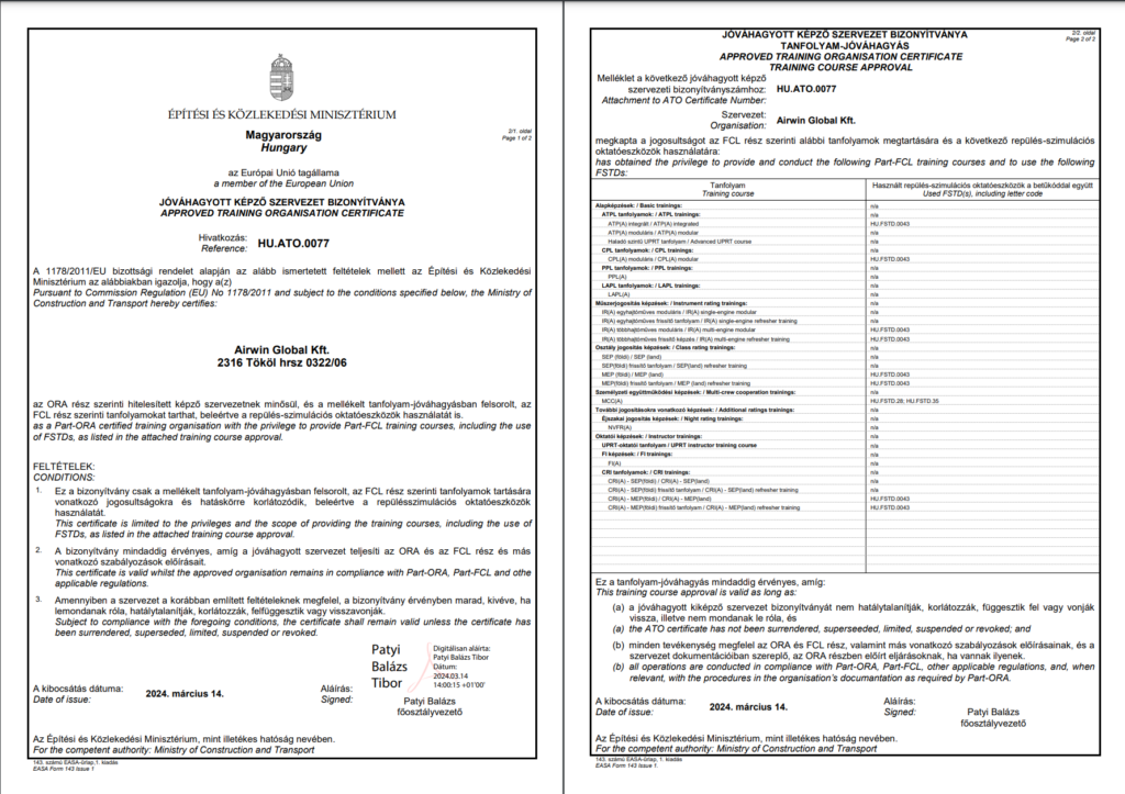 AIRWIN AERO CLUB – FLORIDA TIME BUILDING – EASA ATO – Airwin Aviator School